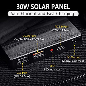 ROCKSOLAR Portable Power Station and Foldable Solar Panel - RS81 Weekender 80W Solar Generator Lithium Battery Backup and 12V RSSP30 30W Solar Charger with AC/12V DC/USB Outlets