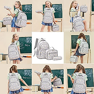 Fedalust Laptop Backpack Book Bags, Travel Backpack for Women, Daisy School Backpack with Lunch Box, Waterproof Casual Daypack Backpacks