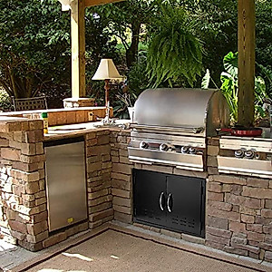 Stanbroil Outdoor Kitchen Doors BBQ Access Door 30" W x 21" H - Wall Construction Double Door Flush Mount for BBQ Island, Grilling Station, Outside Cabinet - Black