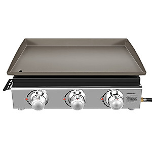 Cecarol 23in 3-Burner Propane Gas Griddle, 355 sq in, 25,500 BTU - For Outdoor, RV, Tailgating (Gray)