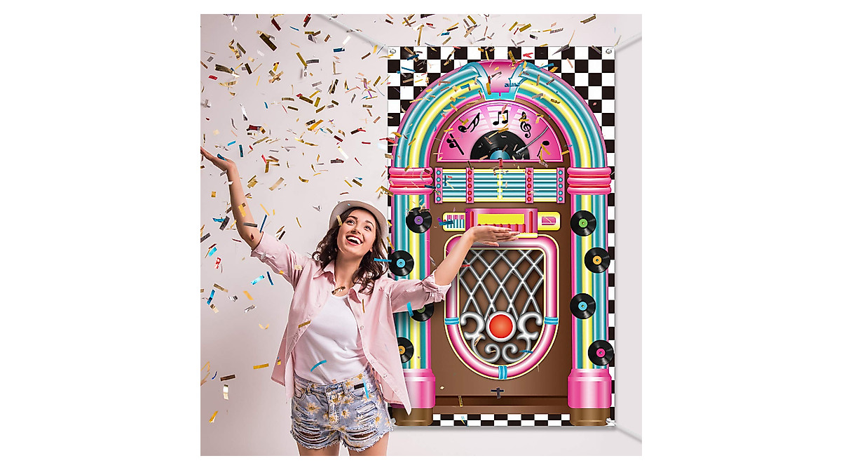 Jukebox Cutout Banner 50's Rock and Roll Banner Backdrop Birthday Party ...