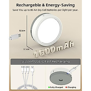 Rechargeable Color Changing Puck Lights, 1600mAh Battery Powered Tap Light with Remote Magnetic Push lights Stick On Closet Lights Wireless LED USB Shelf Light RGB Under Cabinet Touch Lights Classroom