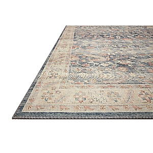 Loloi II Hathaway Collection HTH-02 Denim/Multi 2'-0" x 5'-0", .25" Thick, Accent Rug, Soft, Durable, Printed, Modern, Low Pile, Non-Shedding, Easy Clean, Living Room Rug