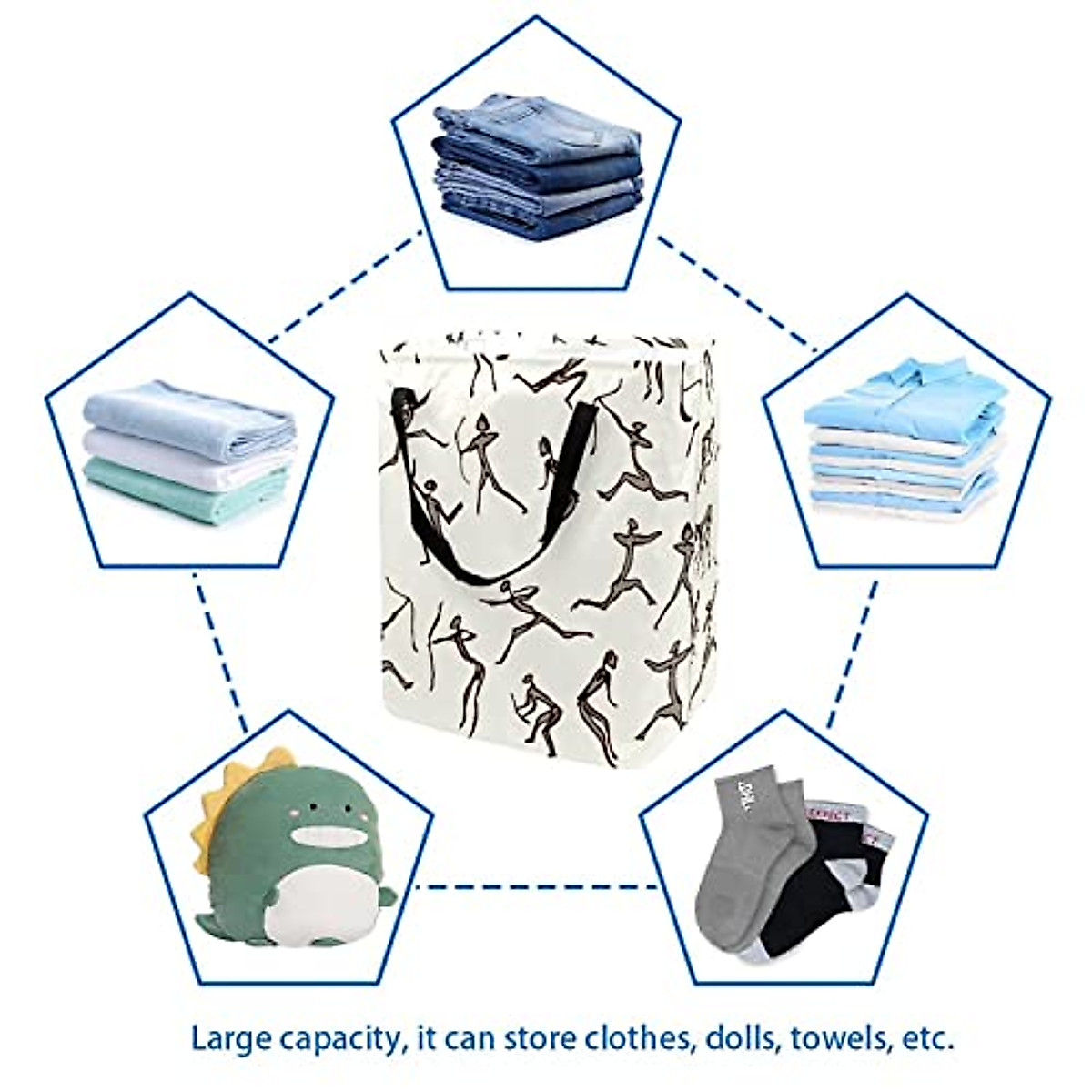 Archery Man Print Collapsible Laundry Hamper, 60L Waterproof Laundry Baskets Washing Bin Clothes Toys Storage for Dorm Bathroom Bedroom