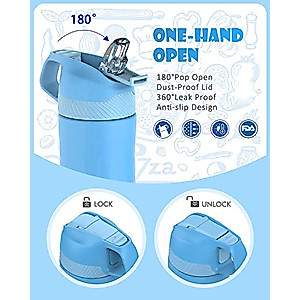 FEIJIAN Kids Insulated Water Bottle with Straw Lid 14oz, Leak-Proof BPA-FREE Metal Drink Flask, Double Wall Vacuum Stainless Steel Cup For Toddlers, Girls, Boys - Suitable for School, Outdoor, Travel