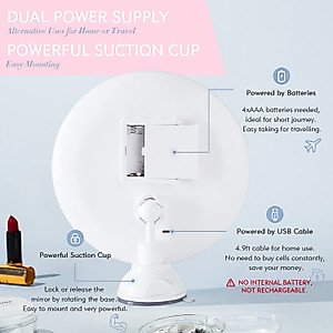 15x Magnifying Mirror with Light & Tweezers - Lighted Makeup Mirror with Strong Magnification for Precise Makeup, Plucking, Lighted Magnified Mirror w/Suction Cup for Bathroom, Dual Power , 8"