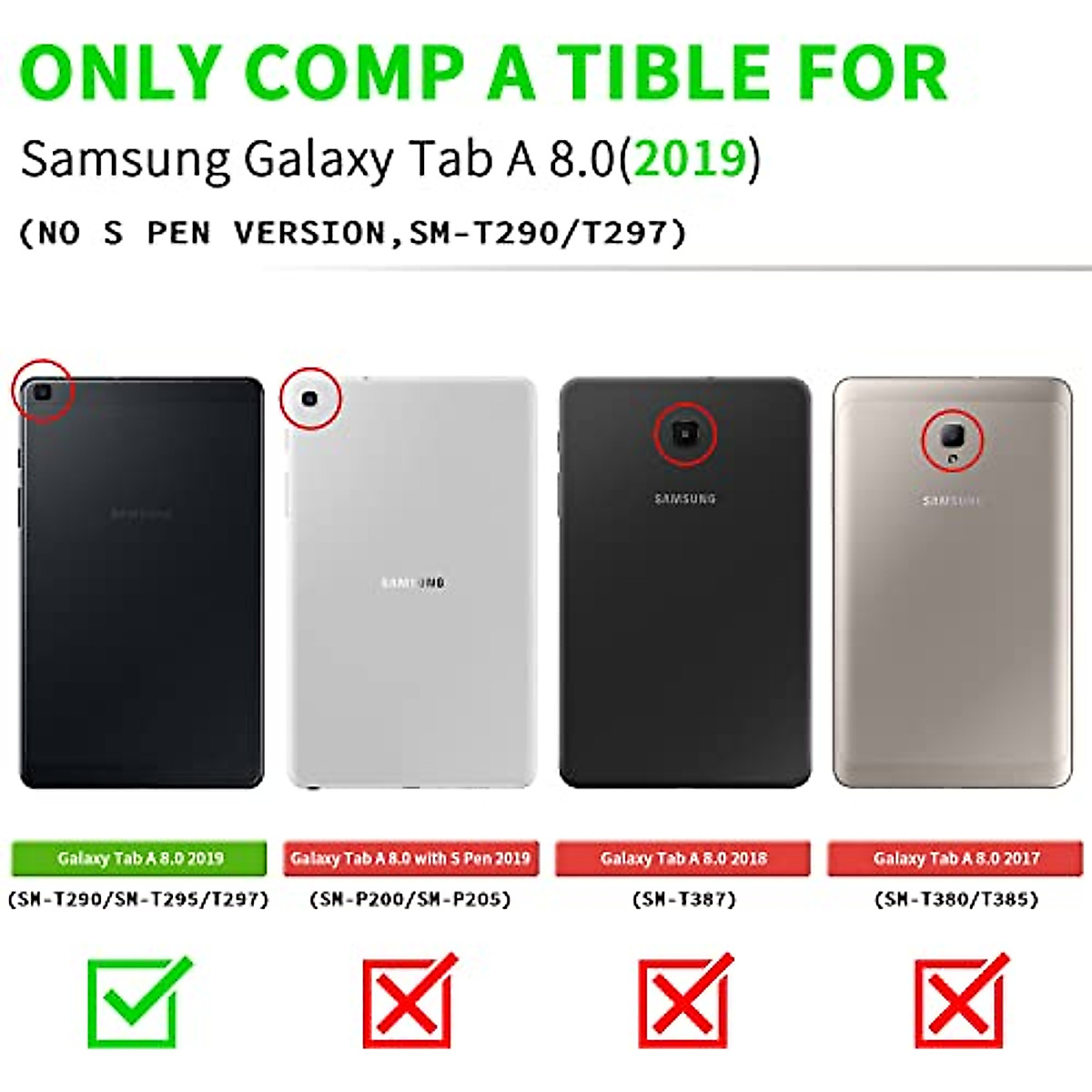 PIXIU compitable with Samsung Galaxy Tab A 8.0 2019 Case T290 T295, Slim Lightweight Stand Folio PU Leather Case for Tab A 8.0 2019 without S Pen Model SM-T290 (Wi-Fi) SM-T295 (LTE) (Purple Marble)