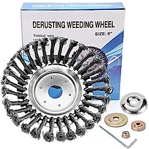 IRmm 8 Inch Steel Wire Brush Cutter Trimmer Head Replacement Garden Grass Weed Brush Cutting Head for Rust Removal,Paving Stone, Pavement Joints or Driveway