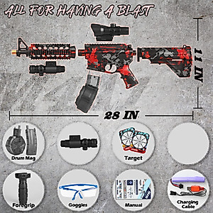 MESWEND Gel Ball Toy Automatic for Orbeez, Electric Gel Splat Toy with 50000 Gel Rounds and Goggles, Red