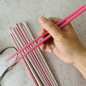 5 Pairs Fiberglass Reusable Chopsticks, Non-Slip, 5 Pairs Gift Set (Pink)