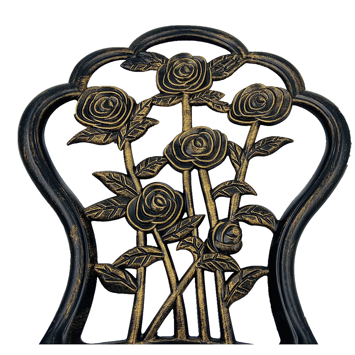 KAI LI Outdoor Furniture Bistro Set with Rose Pattern 1 Table 2 Chairs for Garden Patio Porch (Rose-Bronzed)