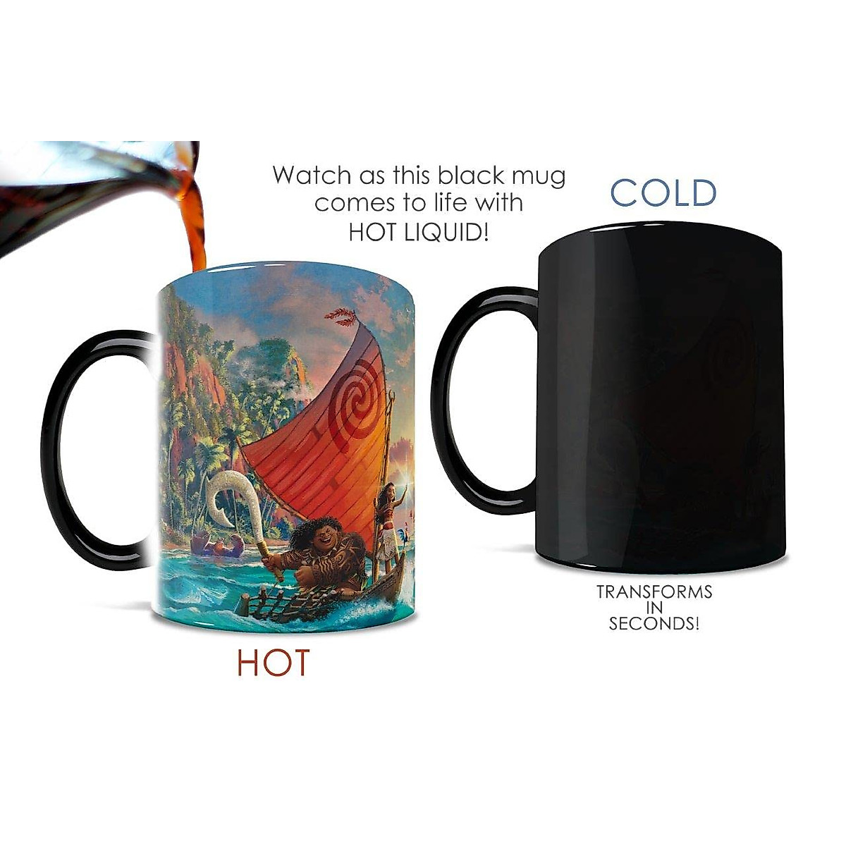 Morphing Mugs Disney – Moana – Thomas Kinkade Studios - One 11 oz Color Changing Ceramic Mug – Image Revealed When HOT Liquid Is Added!