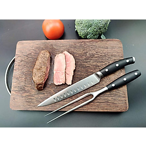 Carving Knife and Fork Set - with 8" Carving Knife &8" Straight Metal Fork Triple-Rivet German Steel Forged Kitchen Carving Set, Professional Meat Carving Knife Gourmet BBQ Tool Set