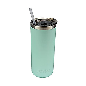 JOVIAL 2-in-1 Stainless Steel Can Cooler Insulated for all 24&25 Oz Cans, Beer Can Cooler,seltzer can coozie, Can insulator,and Work As A Iced Coffee Tumbler With Lid and Straw(Seafoam)