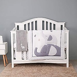 Brandream Playful Elephant Baby Boys and Girl Nursery Crib Bedding Sets 6 Pieces, Grey&Mint