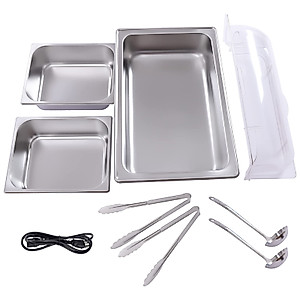 Chafing Dish Buffet Set Two Food Trays, Electric Chafing Dish with Roll-Open Lid Temperature Adjustable, Chafing Server Set Chafer for Parties, Catering Events, Restaurants