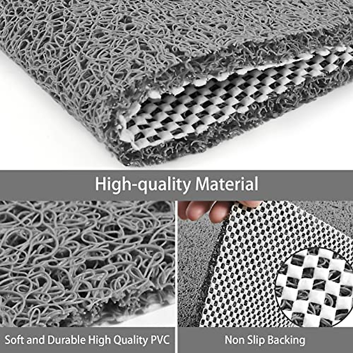 Enqinar Shower Mat Bathtub Mat, Non-Slip Bath Mat with Drain, Quick Drying PVC Loofah Bathmat for Tub,Shower,Bathroom (24x16 inch, Grey)