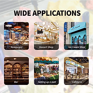 Yovtekc Countertop Gelato Display Freezer, Commercial Hard Ice Cream Showcase with 6 Square Storage Baskets, Gelato Freezer Showcase Fast Cooling with LED Light, White