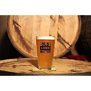 Old Lives Matter Beer Glass Cup-16 oz, Great Retirement, Birthday or Oktoberfest Gifts for Old Man, Funny Beer Glass, Unique Gag Gifts for Dad, Mom, Grandpa, or Senior Citizen