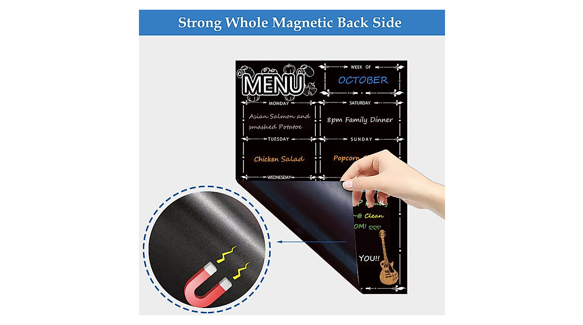 LiebHome Magnetic Weekly Menu Board & Dry Erase Calendar