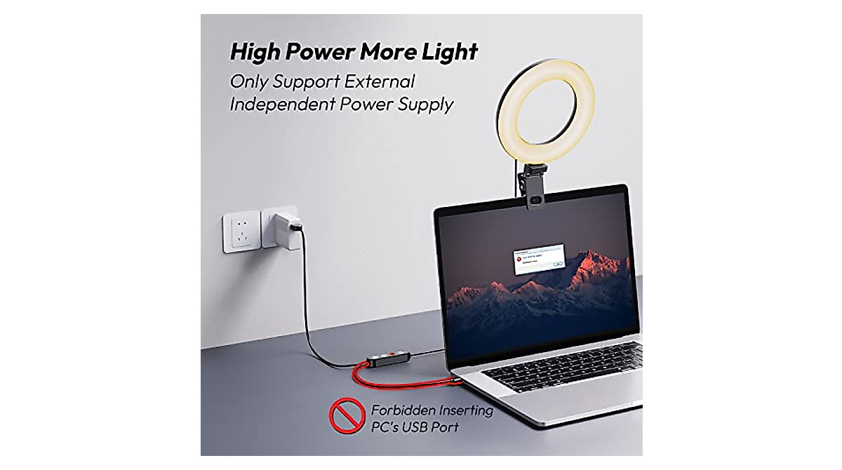Weilisi 6.5'' Ring Light for Computer, 3 Light Modes Video Conference ...