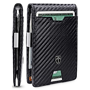 TRAVANDO Mens Slim Wallet with Money Clip AUSTIN RFID Blocking Bifold Credit Card Holder for Men with Gift Box (Carbon)
