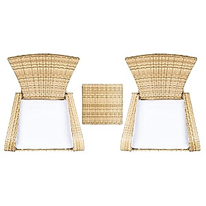 Safavieh Outdoor Collection Edna Natural/White Cushion 3-Piece Lounge Set PAT7719D