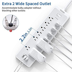 25 Ft Extension Cord Flat Plug Bundle, NTONPOWER 2100 Joules Surge Protector Power Strip with 12 Outlets 3 USB 25 Ft Extension Cord, Power Strip with 25 ft Long Cord 6 Outlets 4 USB Ports
