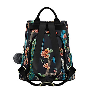 ALAZA Watercolor Raster Peacock Backpack Purse for Women Anti Theft Fashion Back Pack Shoulder Bag