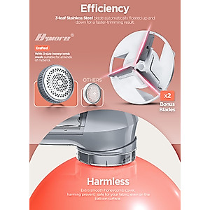 Bymore Fabric Shaver, Lint Remover, Lint Shaver Defuzzer Sweater Shaver for Clothes and Furniture AC Adapter or Battery Operated Pill Fuzz Remover