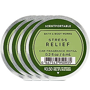 Bath and Body Works 4 Pack Scentportable Fragrance Refill Stress Relief Eucalyptus Spearmint. 0.2 Oz each.