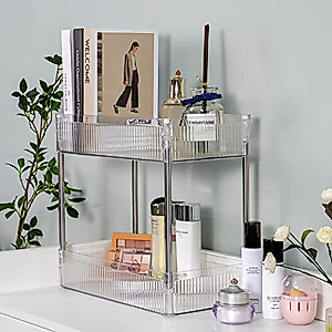 Bathroom Countertop Organizer Clear 2-Tier, Makeup Shelf Organizer for Makeup Perfume, Bathroom Storage Organizer Counter for Vanity Kitchen
