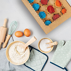 Tectonic Key 5 pack Kraft Brown Disposible Cupcake Box Carrier Containers with 5 inserts 12.9 x 9.34 x 4in with PVC clear Window Recycleble Holds Cupcakes, Muffins, and many Bakery pasteries