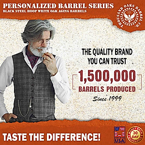 Personalized 20 Liter Oak Aging Barrel (5 gallon) with Stand, Bung and Spigot | Age Cocktails, Bourbon, Rum, Tequila, Beer, Wine and More! | Laser Engraved P5 Custom Whiskey Barrel Design