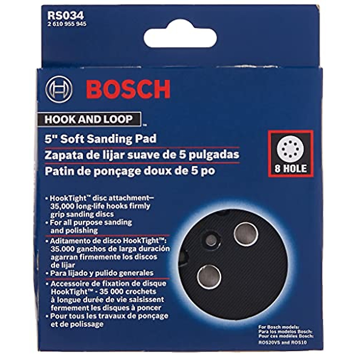 BOSCH RS034 5 In. Soft Hook-And-Loop Sanding Pad