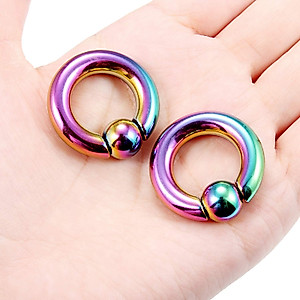 Ftovosyo PA Rings Captive Bead Rings Spring Action CBR Monster Screwball Rings Large Septum Ring Ear Gauges Earrings 2G 6mm 316L Surgical Steel Pierced Body Jewelry for Women Men 5/8"