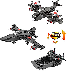 Tblicked 3in1 Fighter Jet Building Sets Military War Plane Building Kit Creator Army Airplane Gunship Building Toys Battle Warship Play Set Gift for Kids Aged 6-12, 231 Pieces