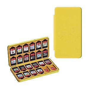 JINGDU 24-Slot Switch Game Card Case Compatible with Switch Games & micro SD Card, Hard Shell, Soft Lining, the Games Holder Suitable for Switch, Lite & OLED Game Card, Yellow Random Pattern