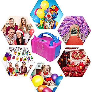 Balloon Pump, Electric Balloon Pump,Portable Dual Nozzles Electric Balloon Air Pump 110V 600W , Electric Balloon Inflator with Tying Tool, Flower Clips, Tape Strips, Dot Glues for Party Decoration