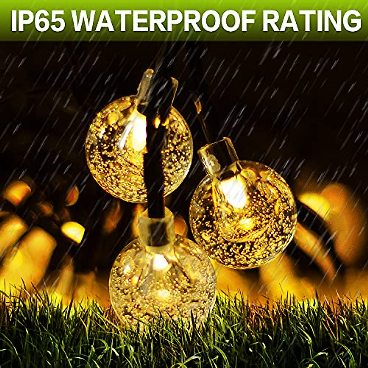 TTKTK Solar String Lights Outdoor with Remote 36 Feet 60LED Crystal Globe Waterproof LED Outdoor Lights Solar Powered 8 Modes Patio Light for Outdoor Garden Lamps for Festive Decoration (Warm White)