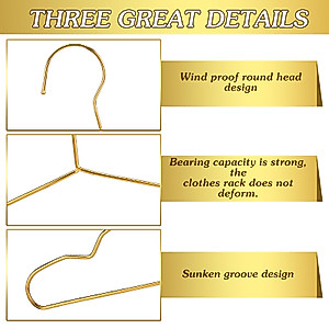Suclain 60 Packs Gold Metal Wire Clothe Hangers 17.7 Inch Gold Wire Hangers Stainless Steel Hangers Bulk Heavy Duty Round Hook Thin Hangers for Coats Bridal Dry Cleaner(Gold)