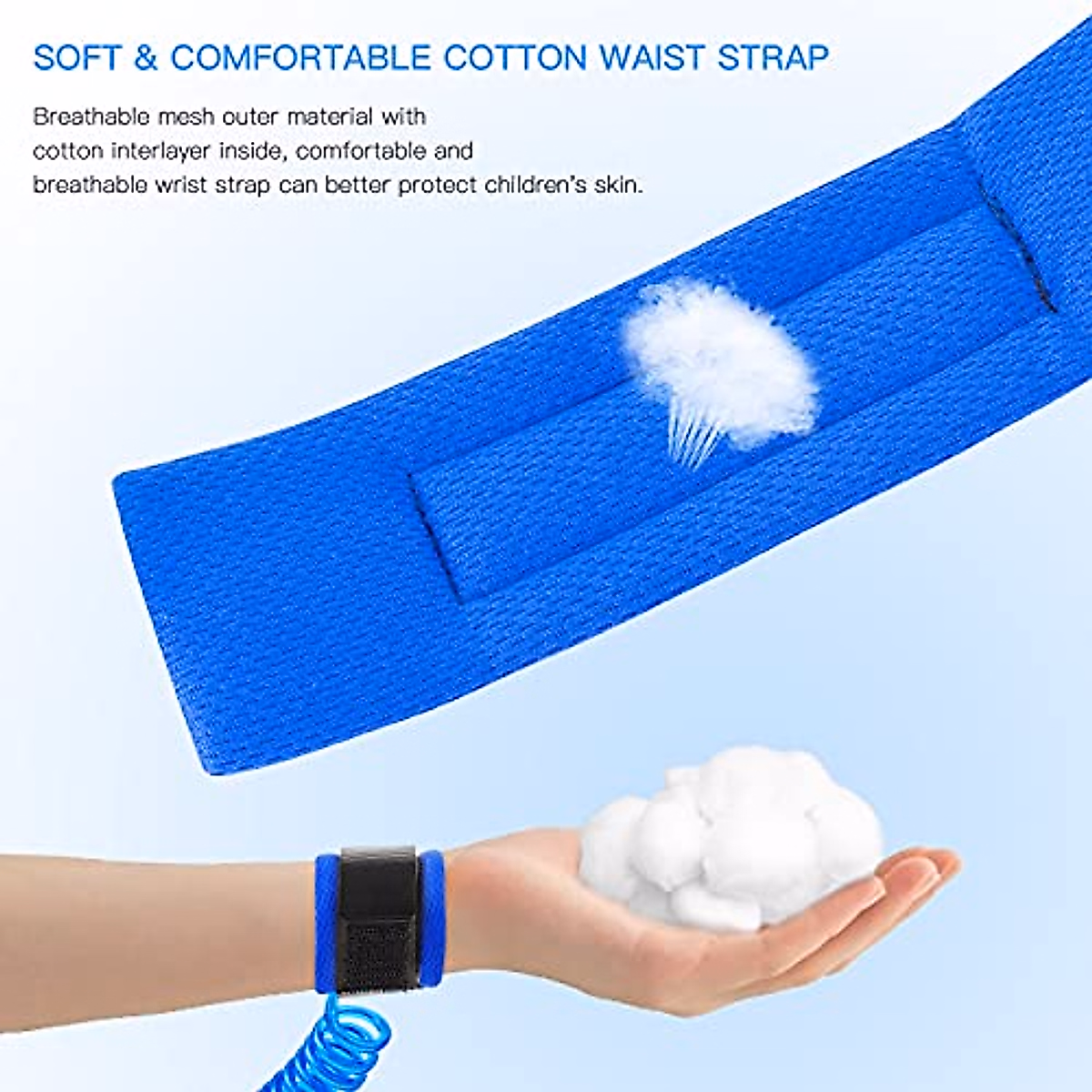 Hooyyene Anti Lost Wrist Link for Toddlers, Safety Toddler Leash, Child Leash, Wrist Leash for Babies and Kids, Children's Safety Wristband for Outdoor, Family Travel(8.2ft/2.5m,Blue)