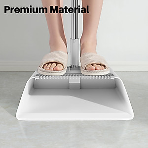 JOYMOOP Broom and Dustpan Set, Upright Standing Brooms for Sweeping Indoor, Light Weight Stainless Steel can be Hung on The Wall, Suitable for Pet Hair, Carpet, Floor