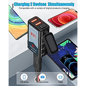 EXTRACTME 6.8A Motorcycle USB Charger, Quick Charge 3.0 Dual USB Motorcycle Phone Charger with Voltmeter & ON/Off Switch, Waterproof Motorcycle Accessories SAE to USB Adapter