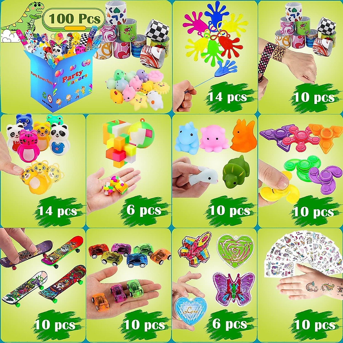 Dilycery 100 Pcs Party Favors Treasure Box Toys for Classroom Carnival Prizes Rewards, Stocking Stuffers, Goodie Bag Stuffers for Kids Party, Pinata Fillers Birthday Gifts Bulk Toys