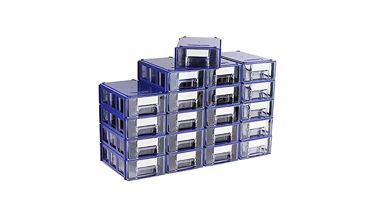 Stackable Storage Drawers Set of 20, Plastic Drawers Organizer for ...