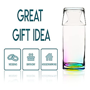 VOSS Living - Bedside Water Carafe and Glass Set, 23.6 Oz - Glass Water Pitcher - Nightstand Water Carafe and Glass - Mouthwash Decanter Set (Cobalt Blue)