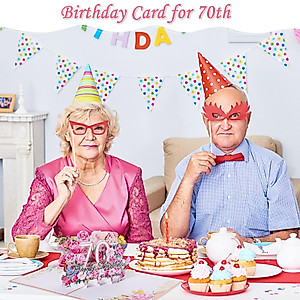 70th Birthday Card for Women, 70th Birthday Gift Greeting Card for Her, Mom, Wife, Grandma Flower Popup Happy Birthday Card with Blank Note and Envelope