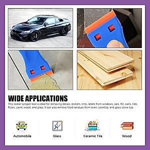 Swpeet 36Pcs 3/4" 7/8" 1" 1-1/2" Plastic Chisel and Plastic Blade Scraper Tools with Blades Replacement Assortment Kit, Scraper Remover Tool Kit Cleaning Scraper Remover for Adhesive, Caulk, Labels