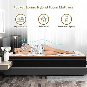 BedStory Queen Mattress, Innerspring Hybrid Mattress with Gel Memory Foam Individual Wrapped Coils Spring Mattress Medium Plush for Pressure Relief CertiPUR-US Certified 60 x 80 Inch
